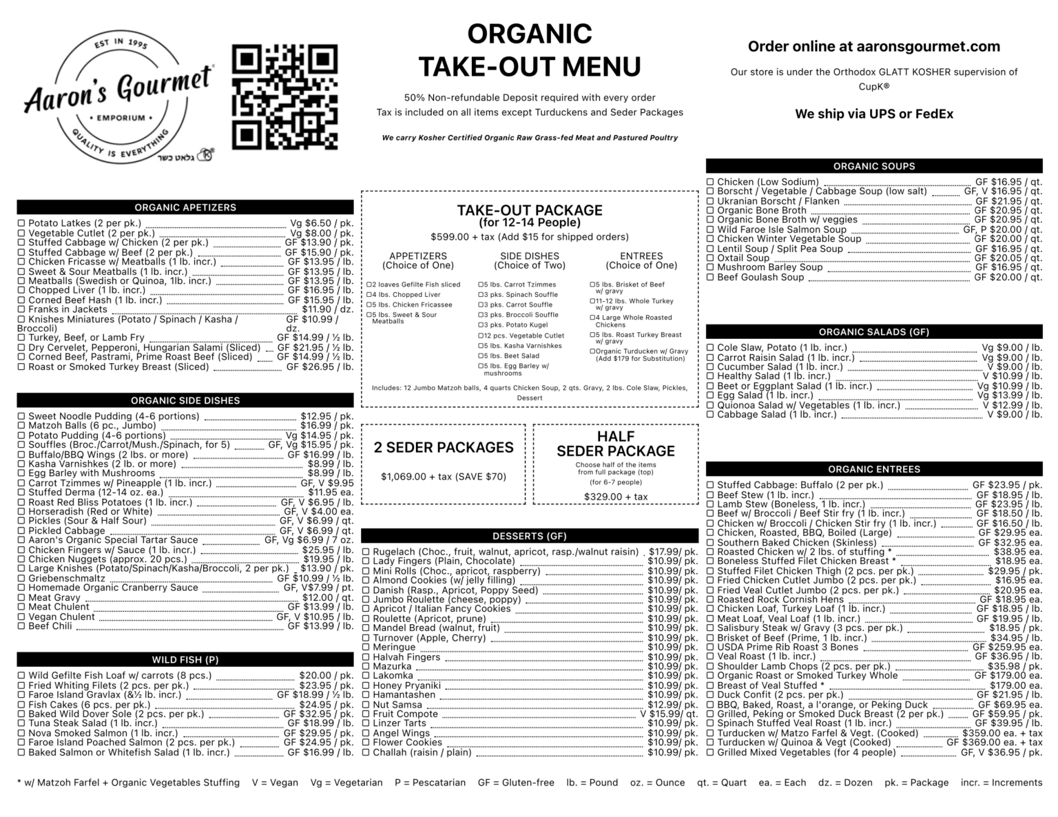 MENUS - Aaron's Gourmet Emporium
